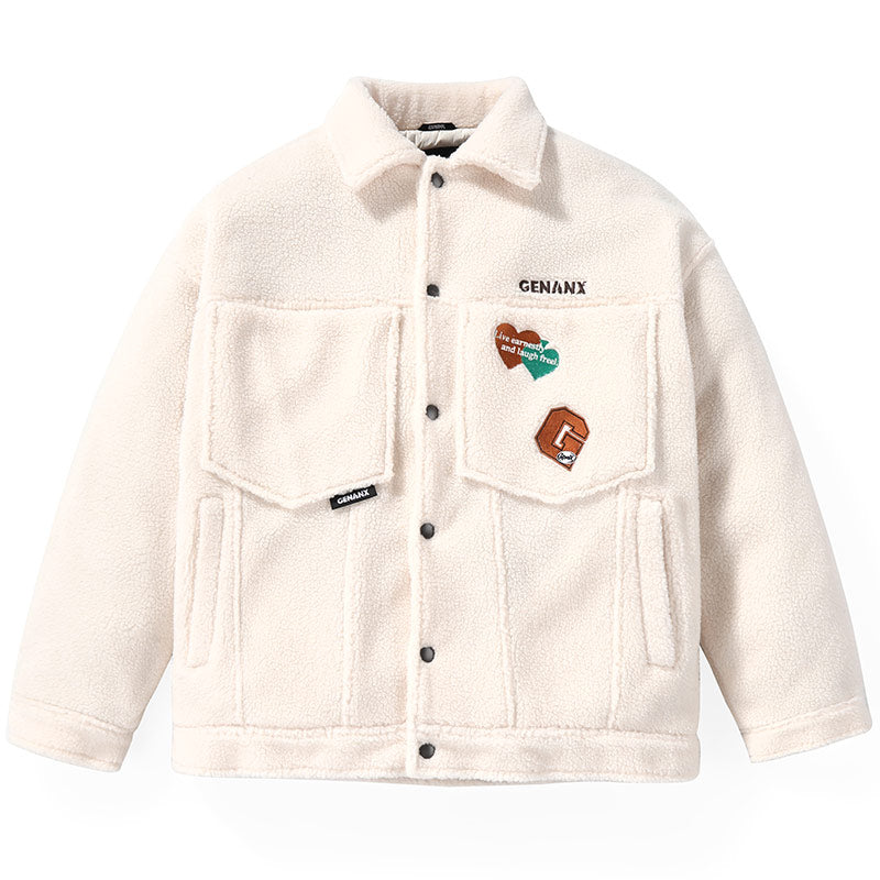 Polar Fleece letter Embroidery Padded Coat – genanx