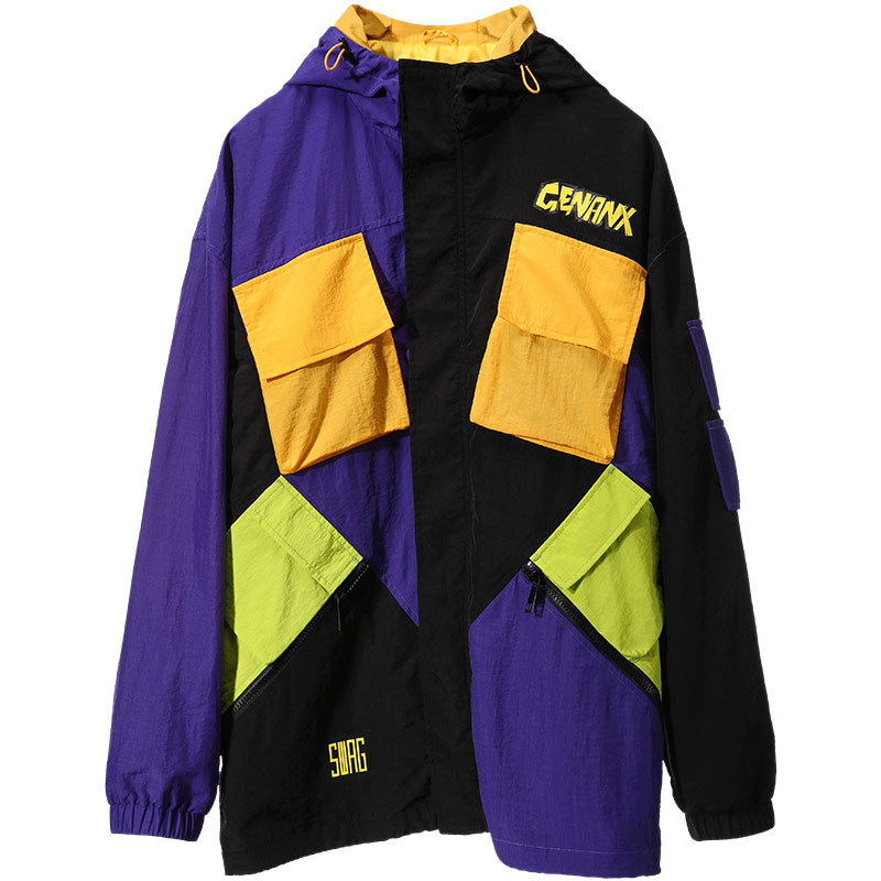 Color Block Patchwork Print And Appliques Couple Jacket – genanx