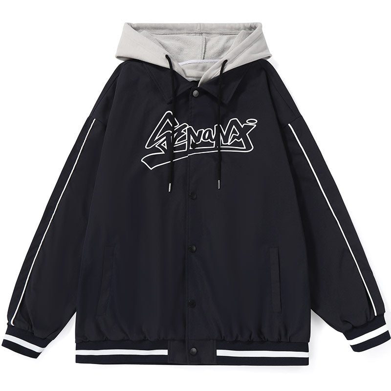 Preppy Typography Jacket With Removable Hooded – genanx
