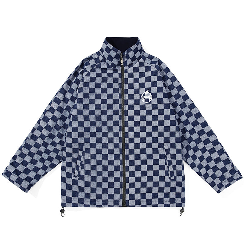 Checkerboard Print Reversible Padded Jacket – genanx